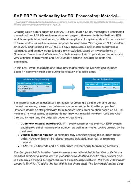 Sap Erp Functionality For Edi Processing Material Pdf Universal