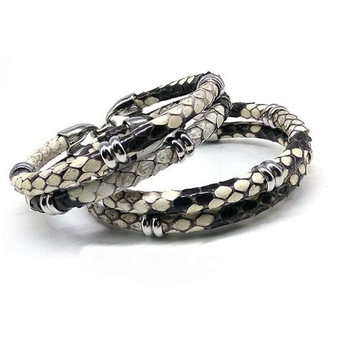 Black Python Skin Leather Bracelets Mavigadget Leather Bracelet