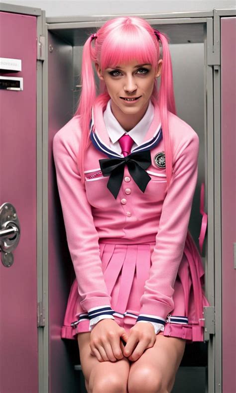 Sissy Teen Crossdresser Wearing A Pink School Unif By Leslierosecd On