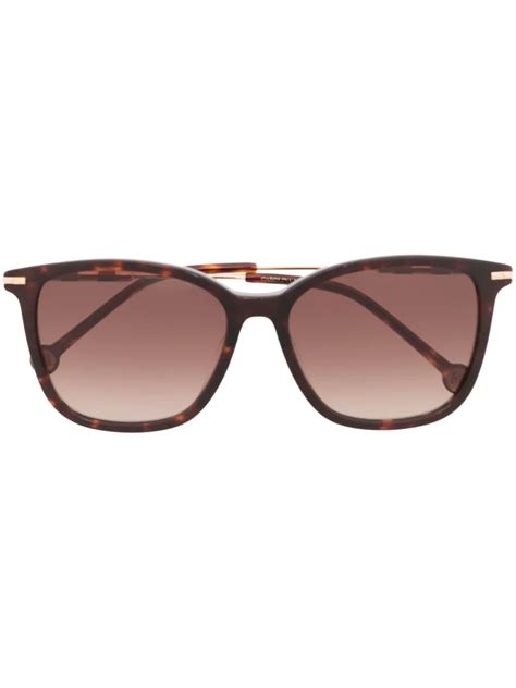 Carolina Herrera Logo Plaque Detail Square Frame Sunglasses Smart Closet