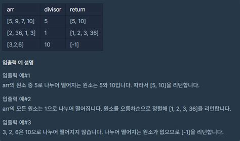 코딩테스트 JavaScript 프로그래머스 나누어 떨어지는 숫자 배열