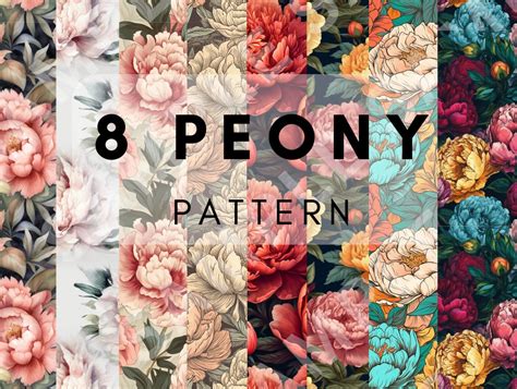 8 Seamless Peony Peonies Patterns Etsy