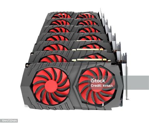비디오 그래픽 카드 Gpu 그림자 없이 흰색 배경에 3d 렌더링에 고립 된 한 행에 배치 0명에 대한 스톡 사진 및 기타 이미지