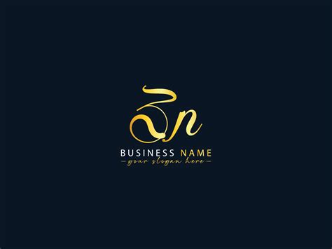 Stylish Zn Calligraphy Logo Creative Zn Logo Letter Vector Image