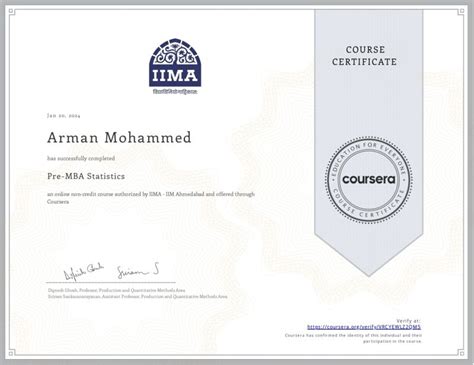 Arman Mohammed On Linkedin Continuouslearning Statistics Iima Coursera