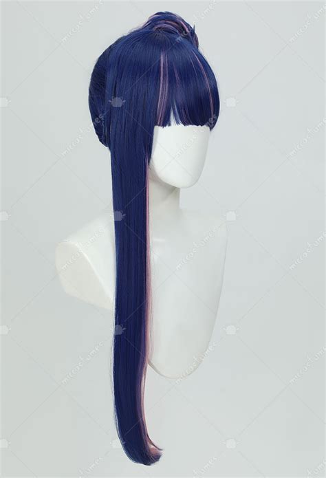 Stocking Wig Long Straight Blue Pink Wig With Bangs Panty Stocking Cosplay Top Quality Wig