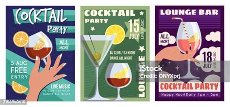 칵테일 포스터입니다 나이트 클럽 파티 초대장 플래카드 초대 파티 알코올 칵테일 디자인 포스터의 텍스트에 대 한 장소와 함께 최근 벡터 템플릿 칵테일에 대한 스톡 벡터 아트
