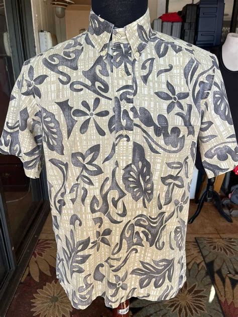 Reyn Spooner Reyn Spooner Hawaiian Print Beigeblack Gem