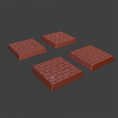 3d Printable 25x25mm Wargame Tiled Square Bases 4 Pcs Set By Phutura