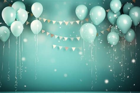 Balloons Streamers On Turquoise Images Free Download On Freepik