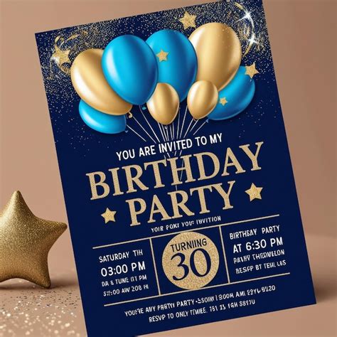 Elegant Gradient Birthday Invitation With Balloons Stylish Party Card