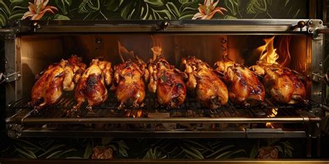 Premium Photo Portrait Of Rotisserie Grill Rotating Chickens