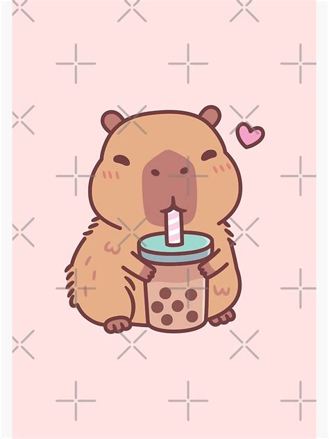 Cute Capybara Loves Drinking Bubble Tea Poster For Sale By