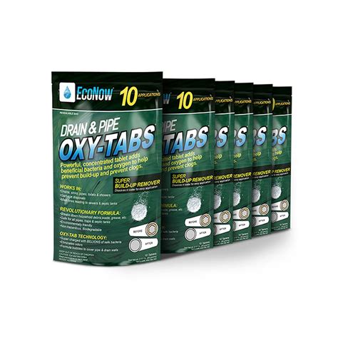 Econow Oxy Tabs Drain And Pipe Build Up Remover And Cleaner 10