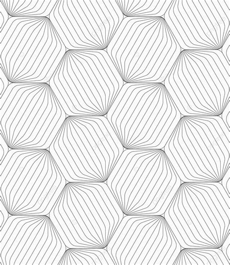 Gray Striped Rounded Hexagons Light Background White Vector Light