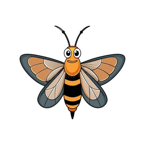 Cartoon Moth With Smiling Face And Striped Body Stock Image Illustration Of Simple Orange