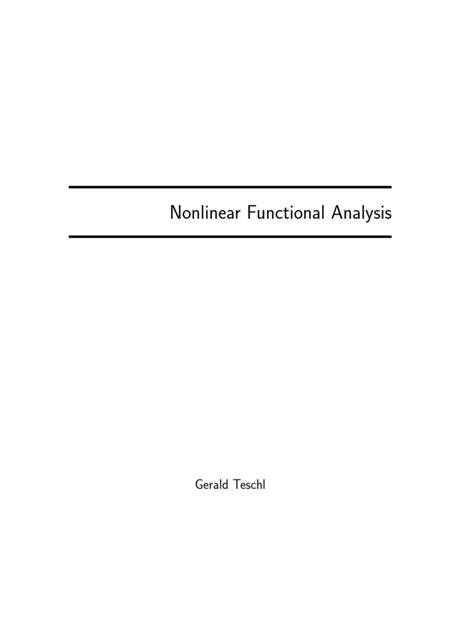 Nonlinear Functional Analysis Gerald Teschl Pdf Banach Space