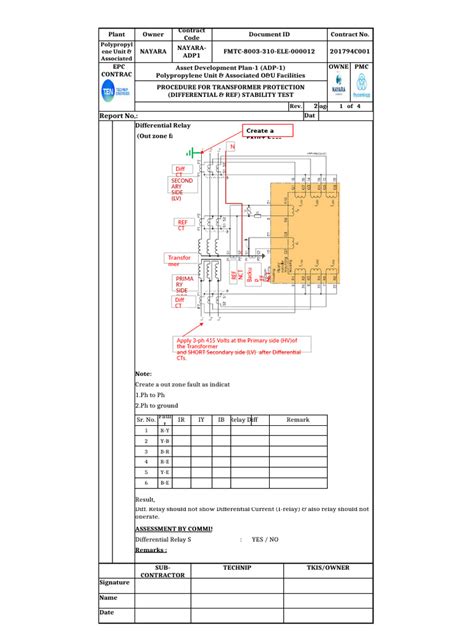 12 Procedure For Transformer Protection Differential And Ref Stability