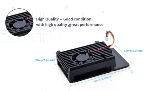 Geeekpi Armor Case With Fan For Raspberry Pi 5 Aluminum Case With Cooling Fan For