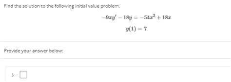 solved find the solution to the following initial value