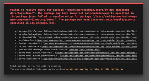 BUG Failed To Resolve Entry For Package For The Astro Component Template Issue