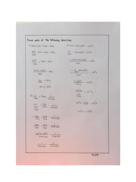 Proof Of Trigonometric Identities Pdf