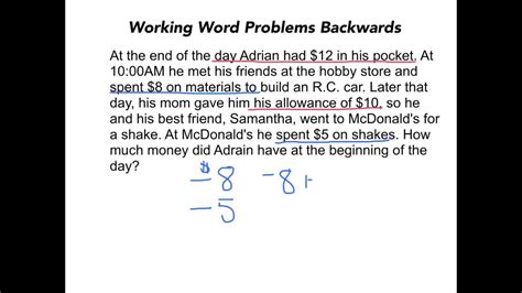 Working Word Problems Backwards - YouTube