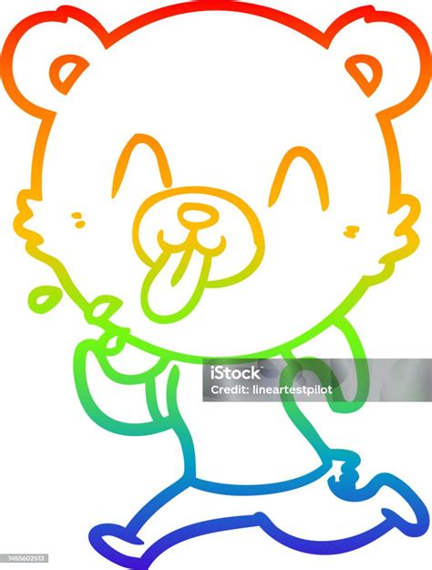 Dessin Au Trait Dégradé Arcenciel Dun Ours Polaire De Dessin Animé