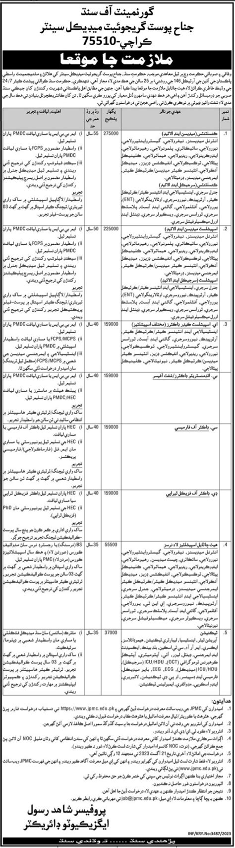 Jinnah Postgraduate Medical Center Karachi Jobs 2023 2024 Job