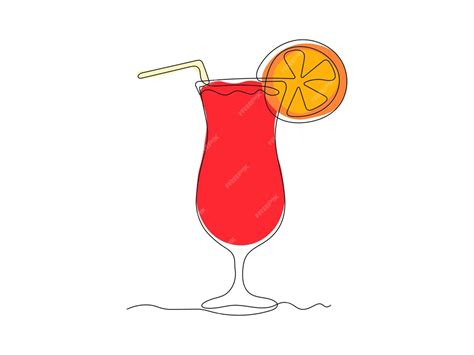 Premium Vector Abstract Tropical Cocktail Sex On The Beach Continuous One Line Art Hand