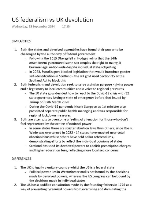 Us Federalism Vs Uk Devolution Similarities Both The States And Devolved Assemblies Have Found