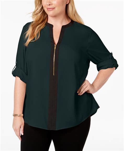 Calvin Klein Plus Size Zip Front Blouse Macys