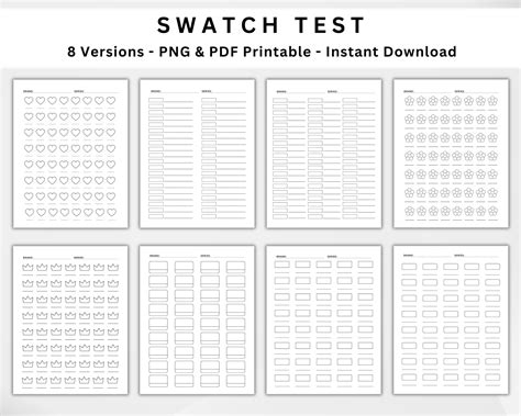Swatch Test Printable Color Test Color Swatch Marker Set Marker Test Colour Swatch