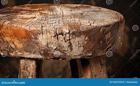 Rustic Wooden Stool With Deconstructive Design Stock Illustration
