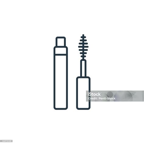 흰색 배경에 격리 된 마스카라 벡터 아이콘 웹 사이트 디자인 및 모바일 앱 개발을위한 개요 얇은 라인 마스카라 아이콘 얇은 선 마스카라 윤곽선 아이콘 벡터 일러스트레이션