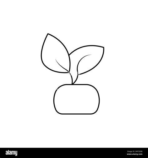 Flowerpot Leaves In Linear Style Vector Icon Home Flower Pot Stock
