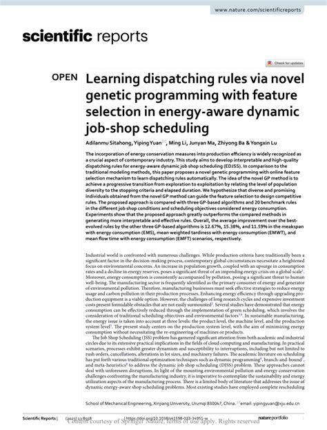 Pdf Learning Dispatching Rules Via Novel Genetic Programming With