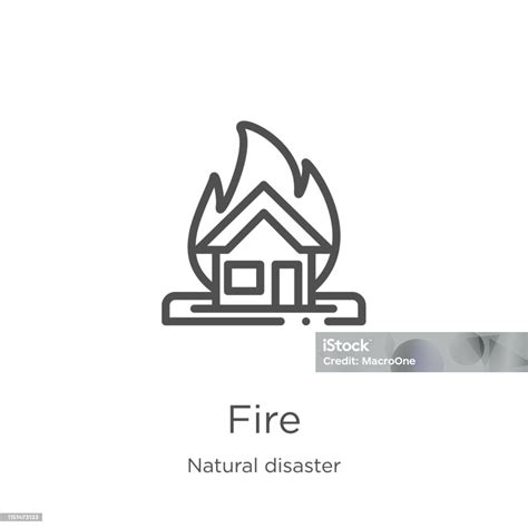 自然災害收集的火災圖示向量細線火輪廓圖示向量例證大綱細線消防圖示為網站設計和移動應用開發向量圖形及更多剪裁圖圖片 剪裁圖 危險 可燃性