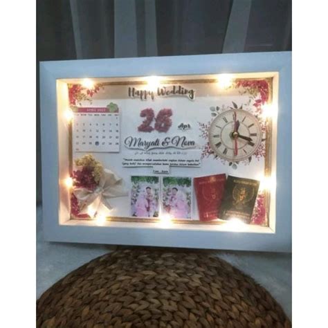 Jual SEHARI JADI Frame 3D Premium Paling Jumbo LAMPU LED JAM Nyala
