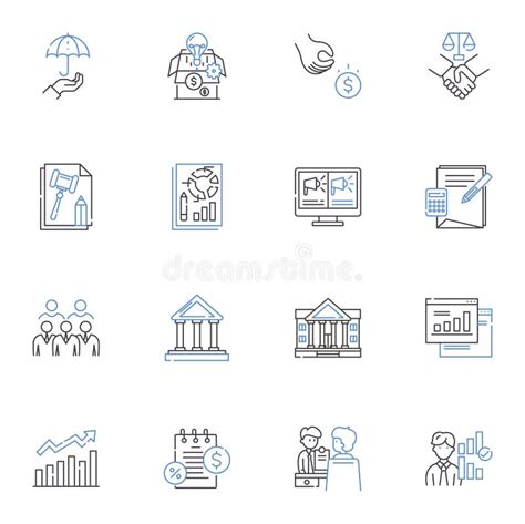 Budget Administration Line Icons Collection Fiscal Accounting