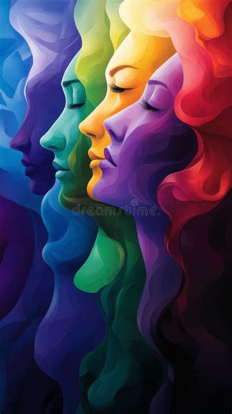 Artistic Representation Of Diverse Women S Faces In Vivid Colors Highlights The Celebration Of
