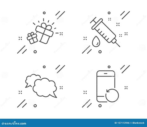 Geschenk Medizinspritze Und Messenger Symbole Rufzeichen Marketing Box