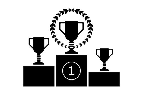 Premium Vector Trophy And Laurel Wreath On Winners Podium Icon Symbol