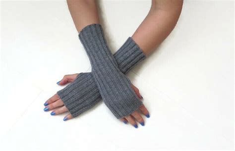 Grey Cashmere Merino Wool Wrist Warmer Unisex Soft Cashmere Fingerless