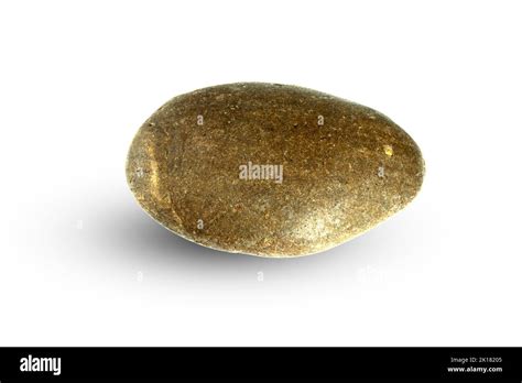 Oval Stone Is Isolated On White Background Clipped Path Stock Photo