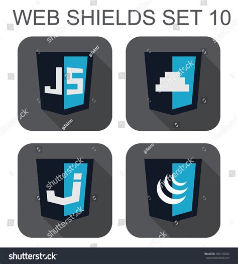 Vector Collection Javascript Web Development Shield Stock Vector