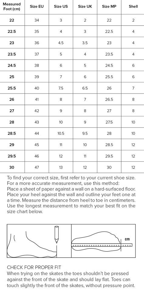 📏fr Skate Size Chart Inlinex