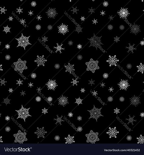 Christmas Snowflake Seamless Pattern With Tiled Vector Image