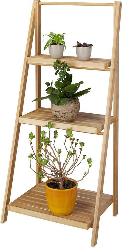 plantenladder bamboe plantenrek binnen 3 etages inklapbaar hout
