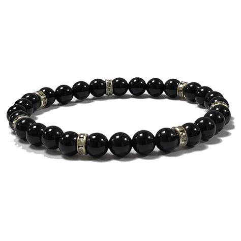 Black Obsidian Bracelet 6mm Celestial Shield The Crystal Healing Shop
